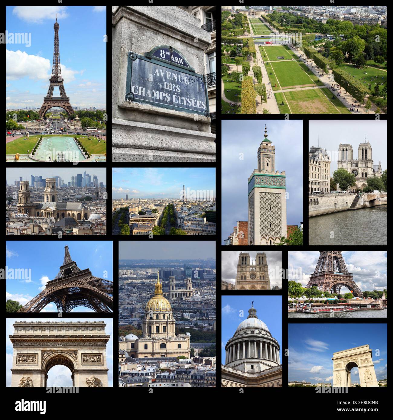Paris photos collage - France capital city landmark postcard collection ...