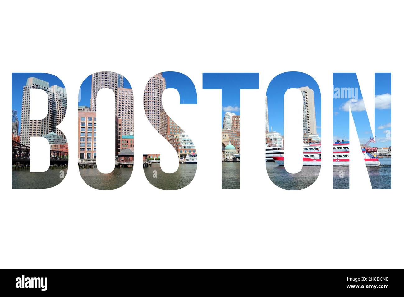Boston, USA - postcard style sign. City name word Stock Photo - Alamy