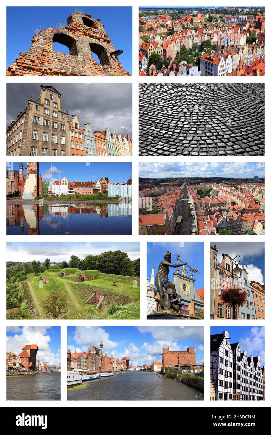 Gdansk, Poland - postcard collage. Landmark photo collection Stock ...
