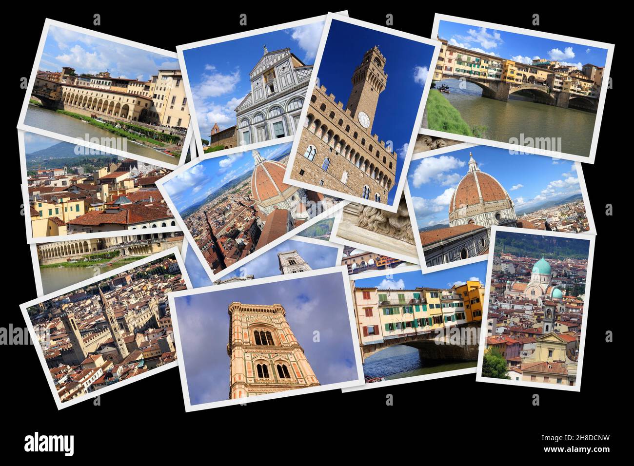Florence postcard collage - Italy town landmark collection Stock Photo ...