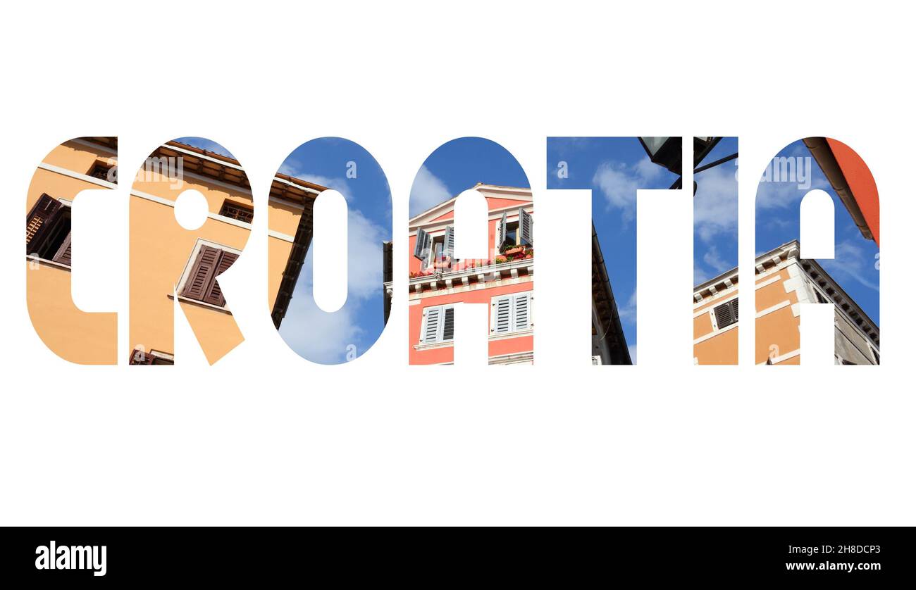 Croatia text sign - country name word photo silhouette Stock Photo - Alamy
