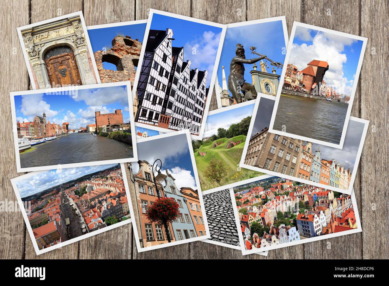 Gdansk, Poland - postcard collage. Landmark photo collection Stock ...