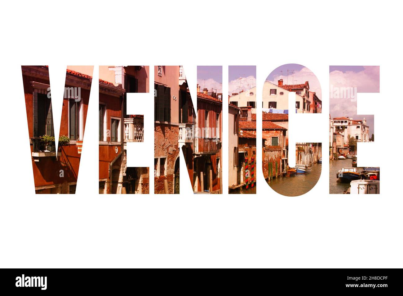 Venice text word sign - Italy city name silhouette postcard Stock Photo ...