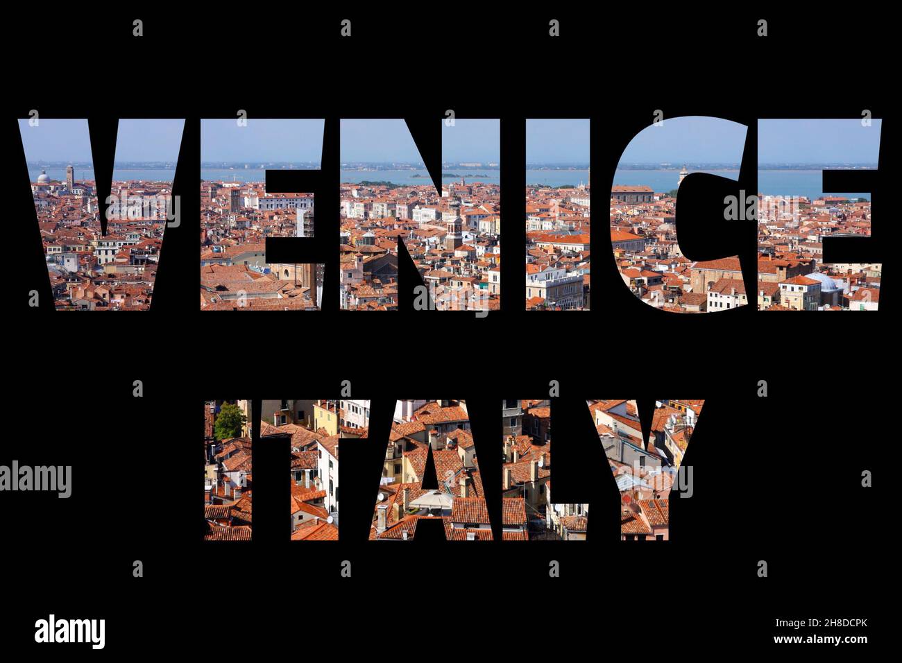 Venice, Italy - word text travel destination postcard Stock Photo - Alamy