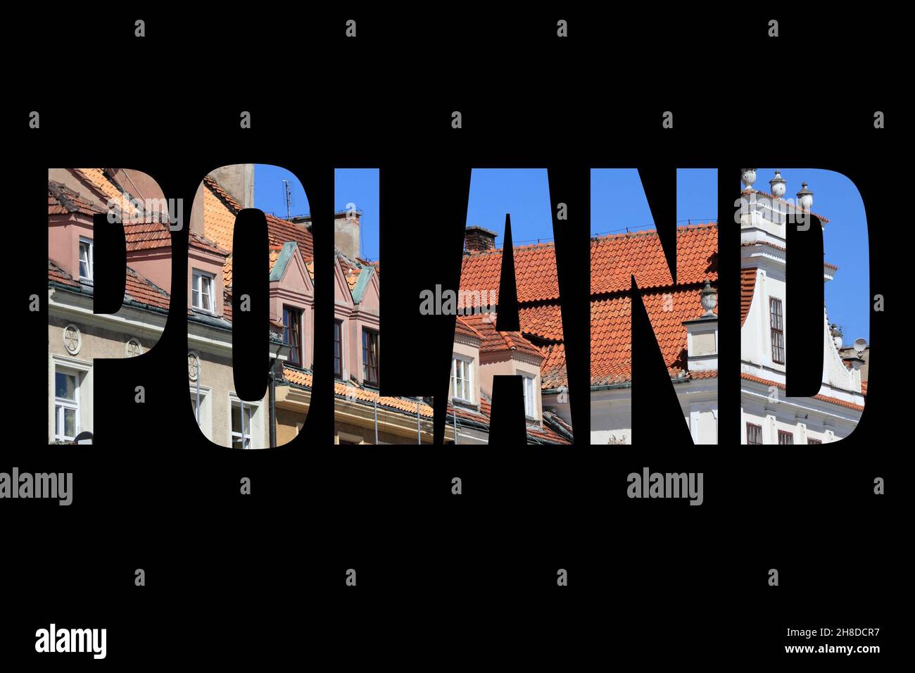 Poland text sign - country name word Mazury photo silhouette Stock ...