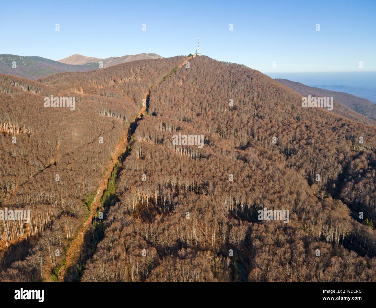 Aerial Autumn view of Petrohan Pass, Balkan Mountains, Bulgaria Stock ...