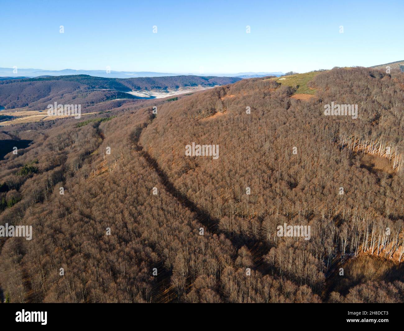 Aerial Autumn view of Petrohan Pass, Balkan Mountains, Bulgaria Stock ...