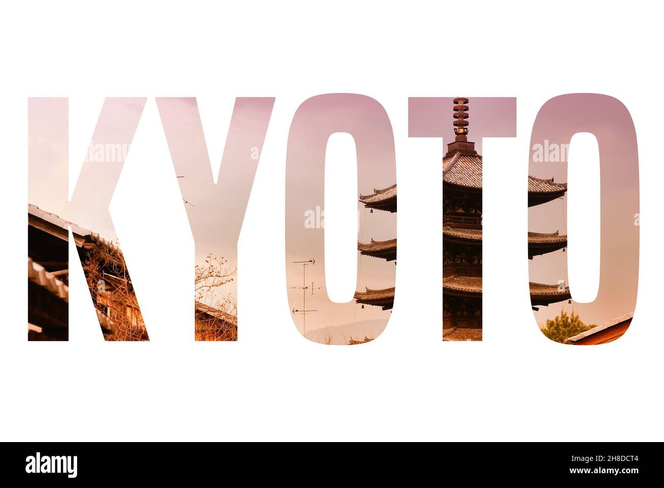 Kyoto word text - Japan city travel sign Stock Photo - Alamy