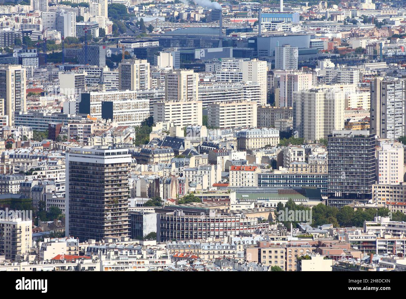 Paris city aerial view with Olympiades and Quartier chinois districts ...