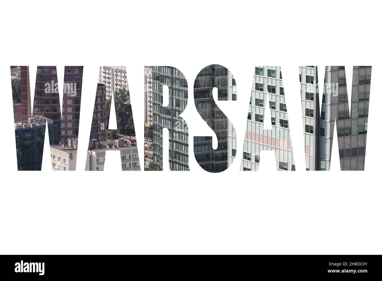 Warsaw, Poland - city name sign with photo in background. Isolated on ...