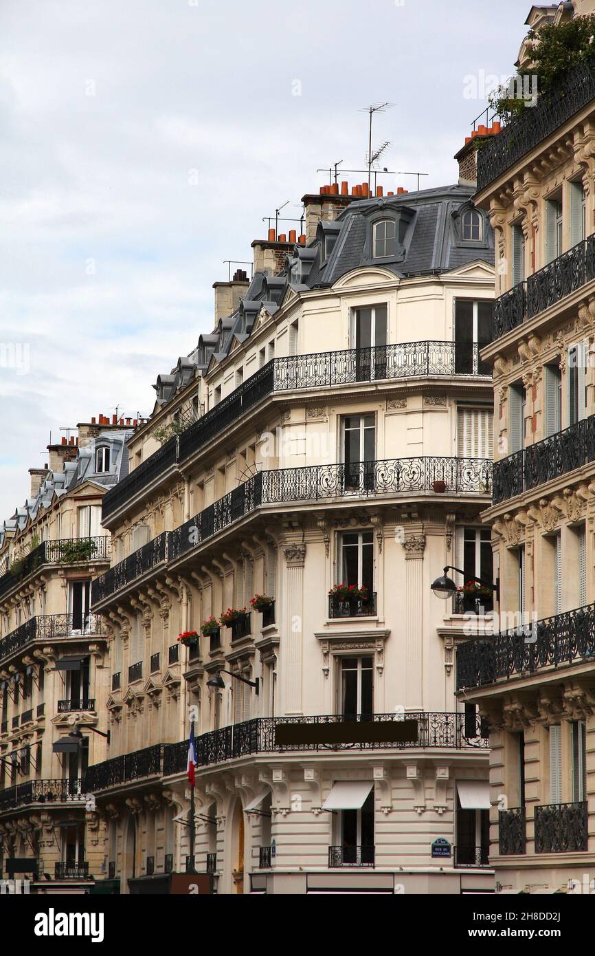 Apartment buildings in Paris, France. Old residential architecture ...