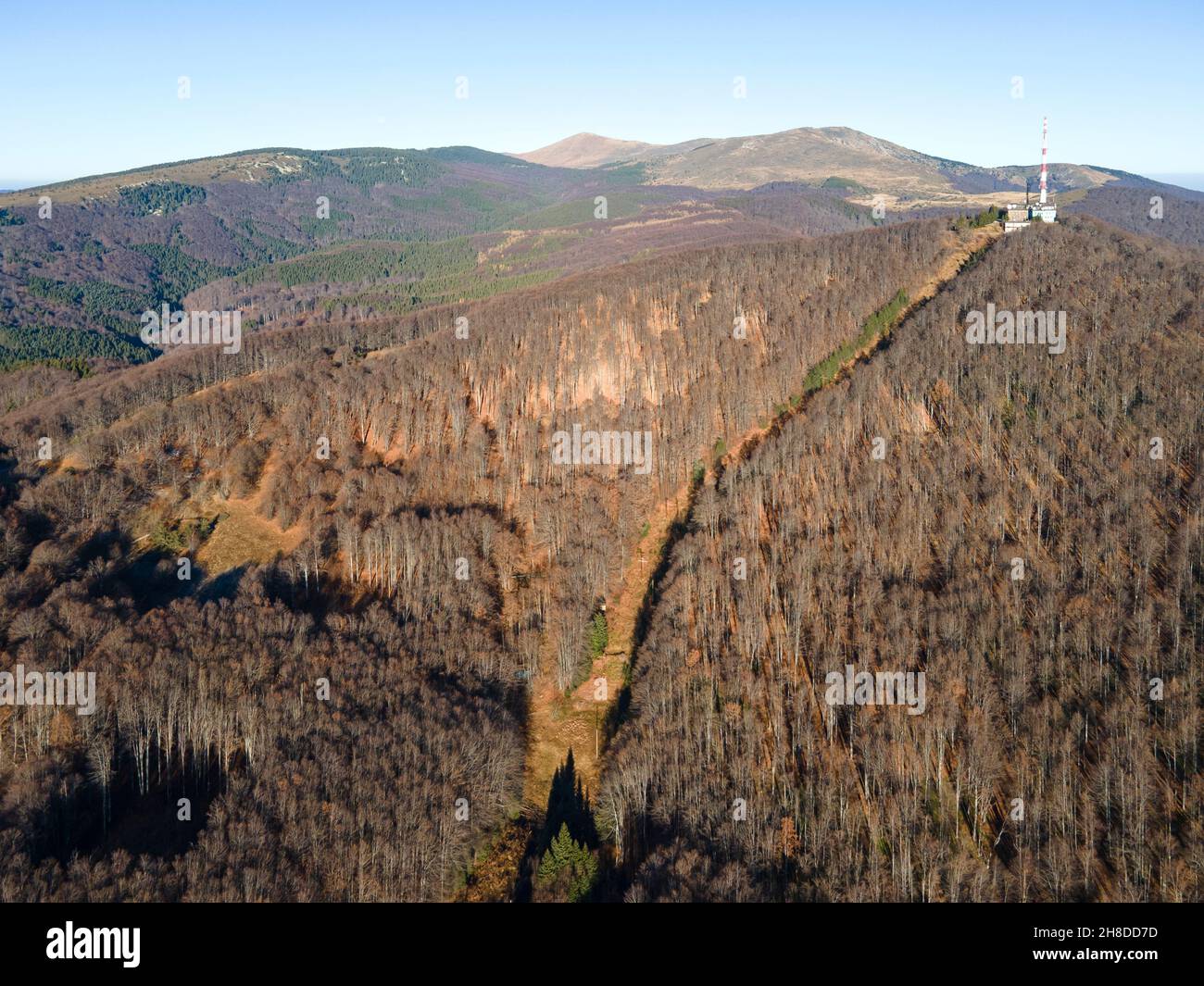Aerial Autumn view of Petrohan Pass, Balkan Mountains, Bulgaria Stock ...