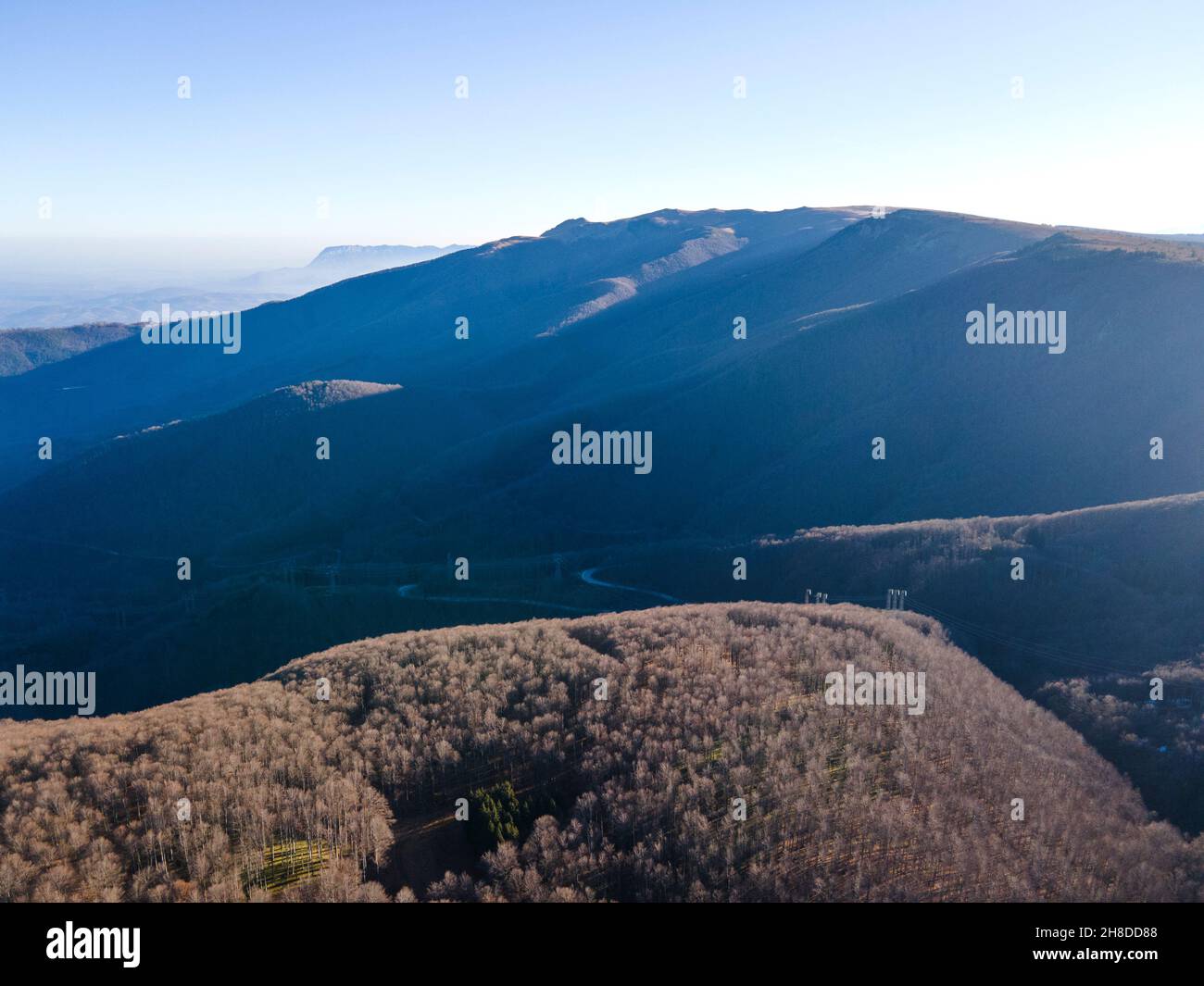 Aerial Autumn view of Petrohan Pass, Balkan Mountains, Bulgaria Stock ...