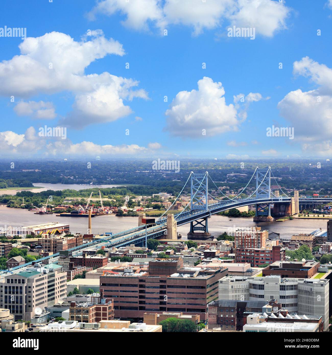 Benjamin Franklin Bridge in Philadelphia, USA. Delaware River crossing ...
