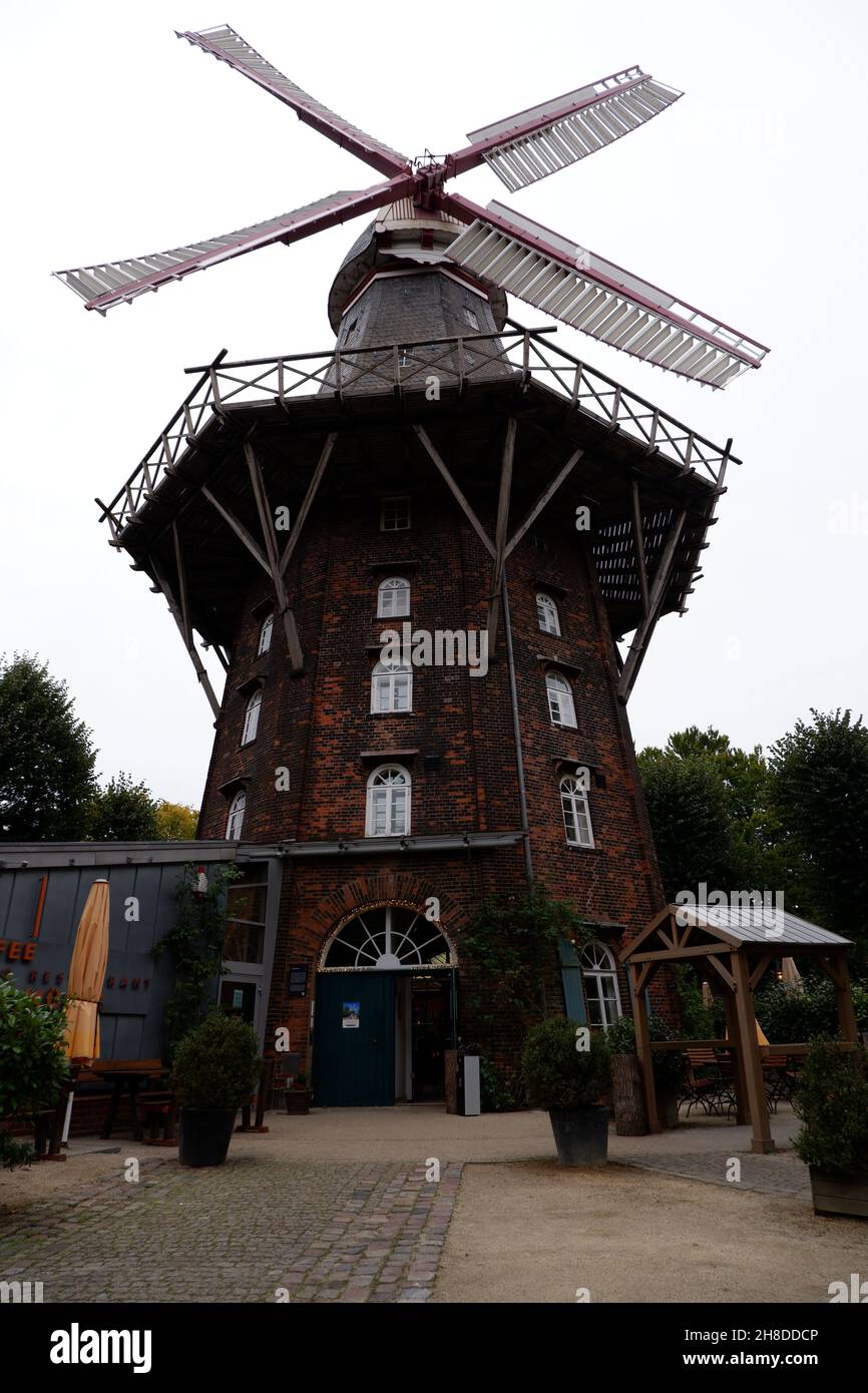 Restaurant, cafe and bistro Am Wall Windmill in Bremen, Germany Stock ...