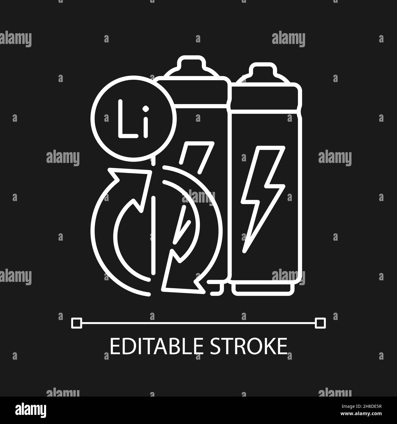 Battery metals recovery white linear icon for dark theme Stock Vector ...