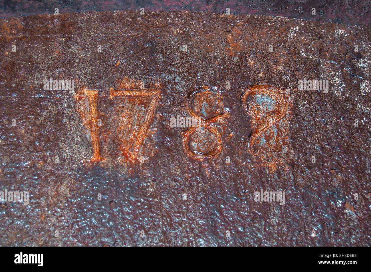 Engraving year in a wall, 1782 Stock Photo - Alamy