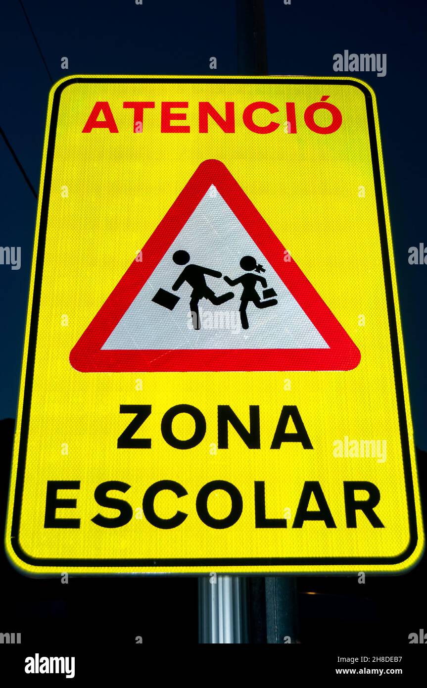 School zone traffic sign Stock Photo - Alamy