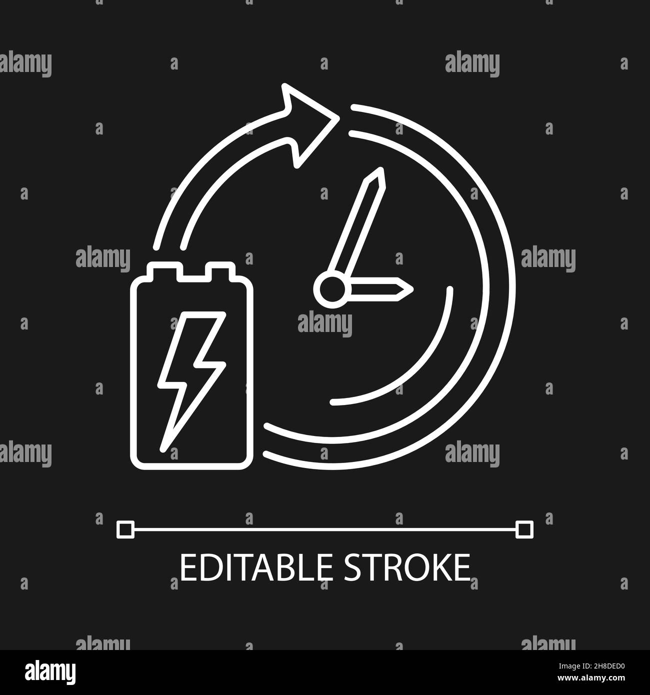 Battery lifetime white linear icon for dark theme Stock Vector Image ...