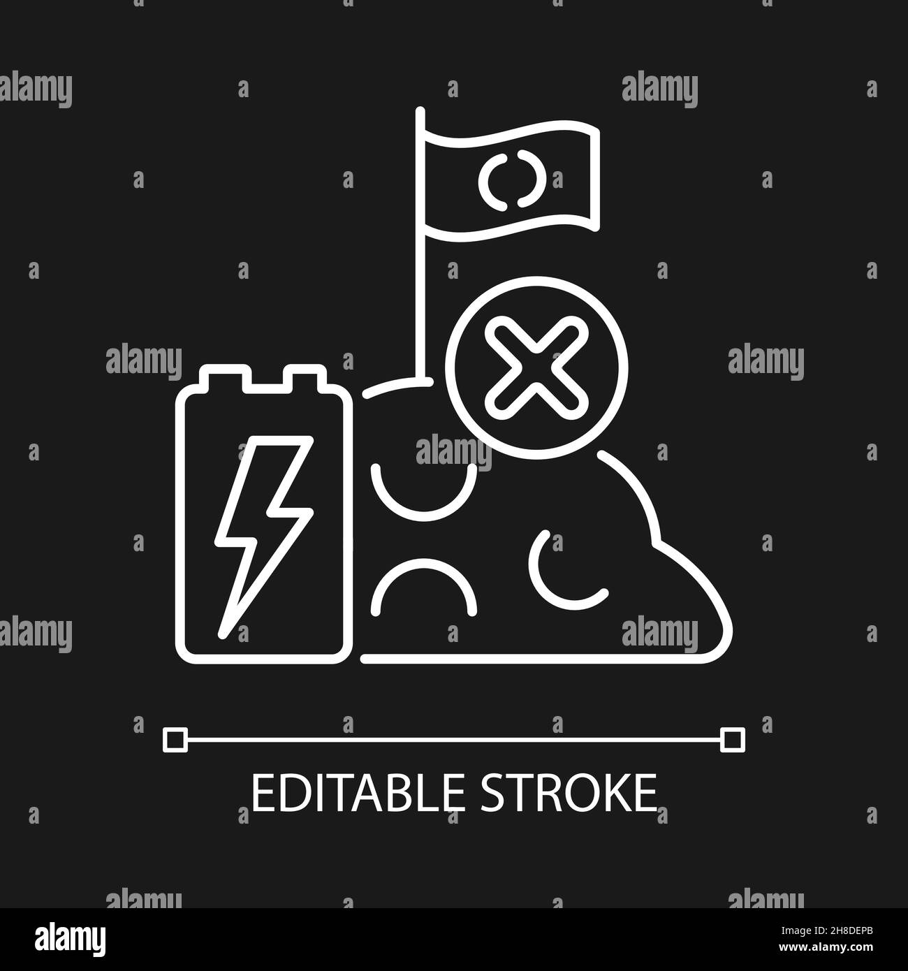 No battery landfills white linear icon for dark theme Stock Vector ...