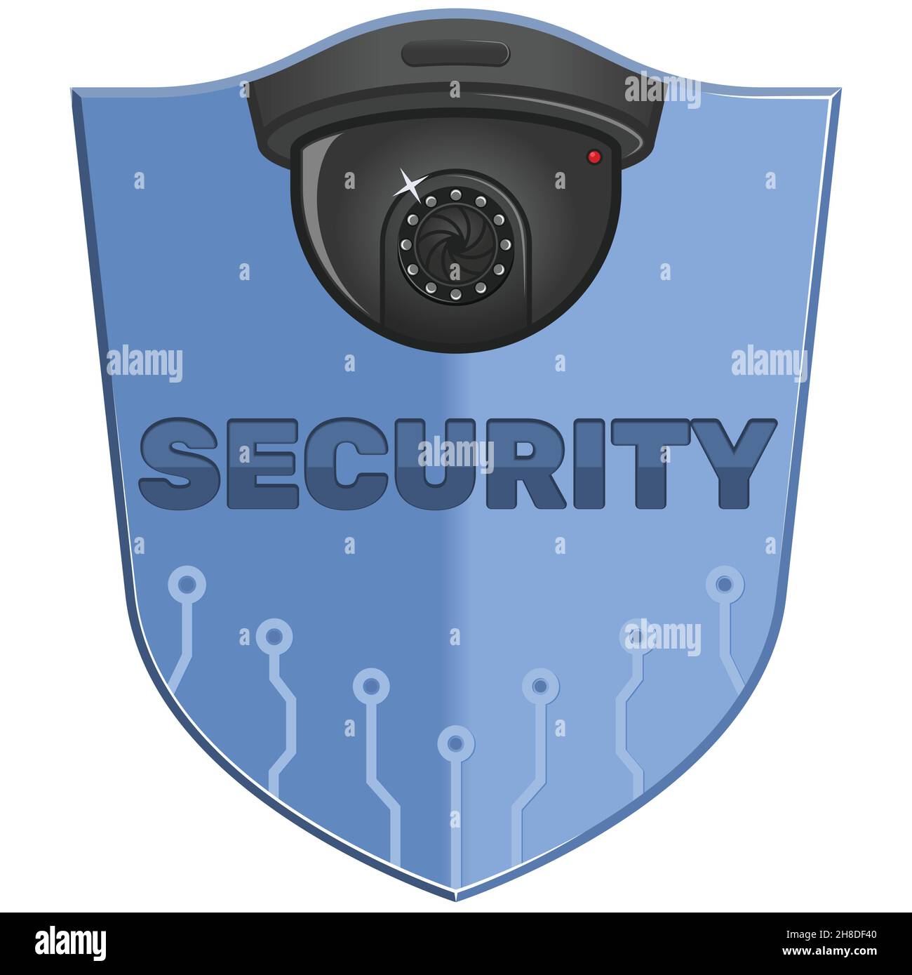 Logo with shield and camera for visual security, security camera inside ...