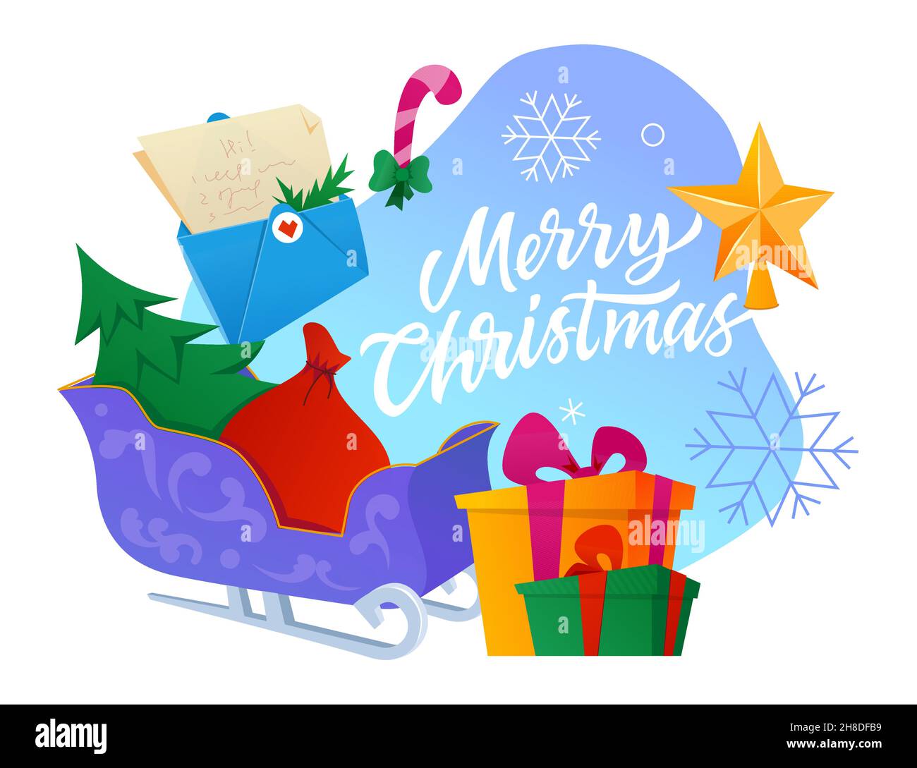 Merry Christmas - flat design style colored illustration. Traditional ...
