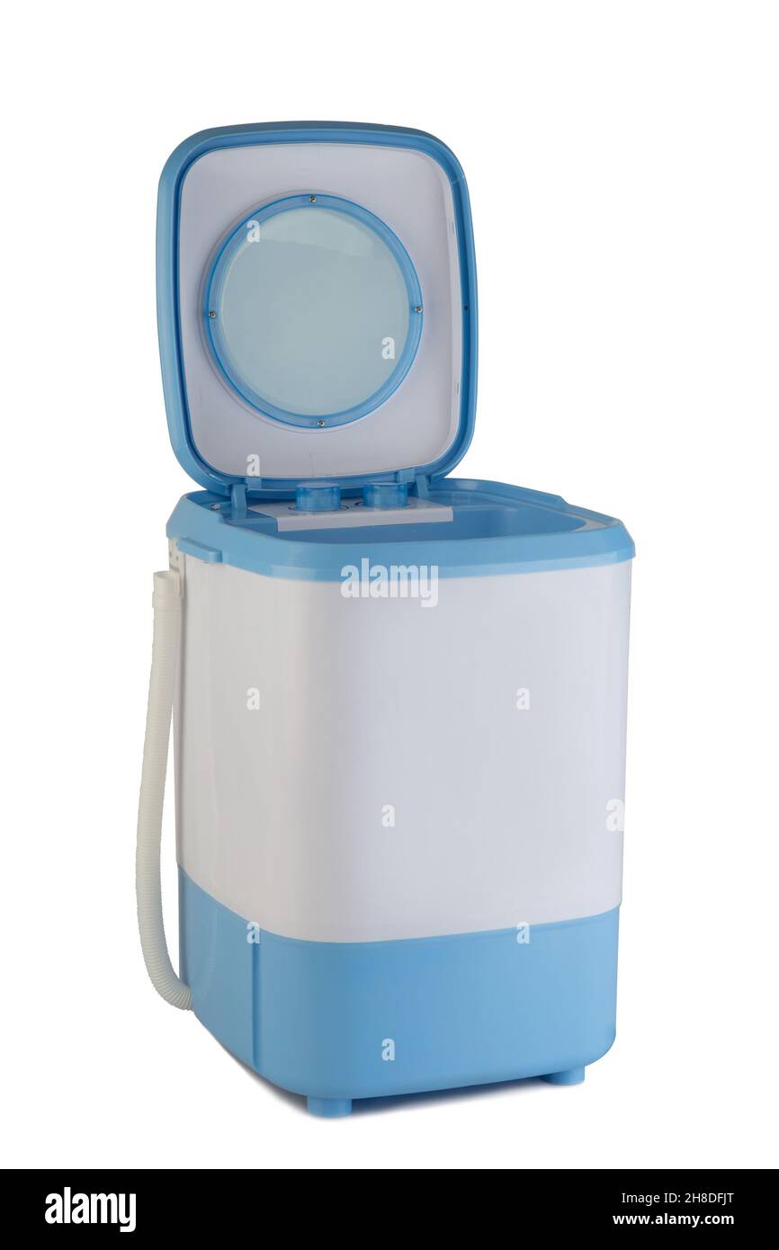 Small washing machine isolated on white background Stock Photo - Alamy