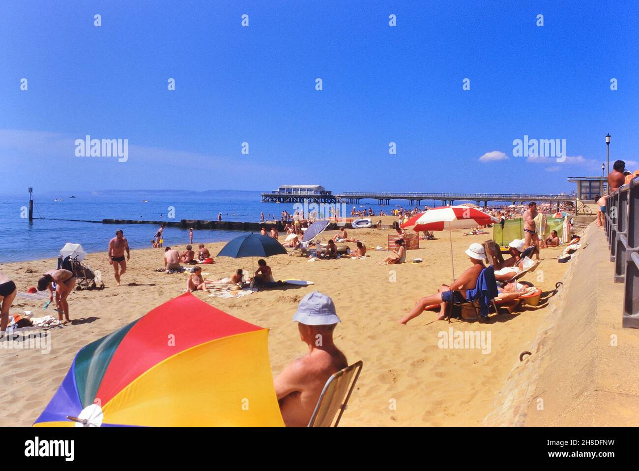 Boscombe seafront and pier, Dorset, England, UK. Circa 1980's Stock ...