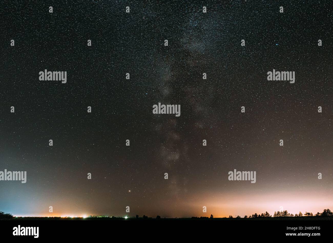 Real Night Sky Stars With Milky Way Galaxy. Natural Starry Sky Black ...