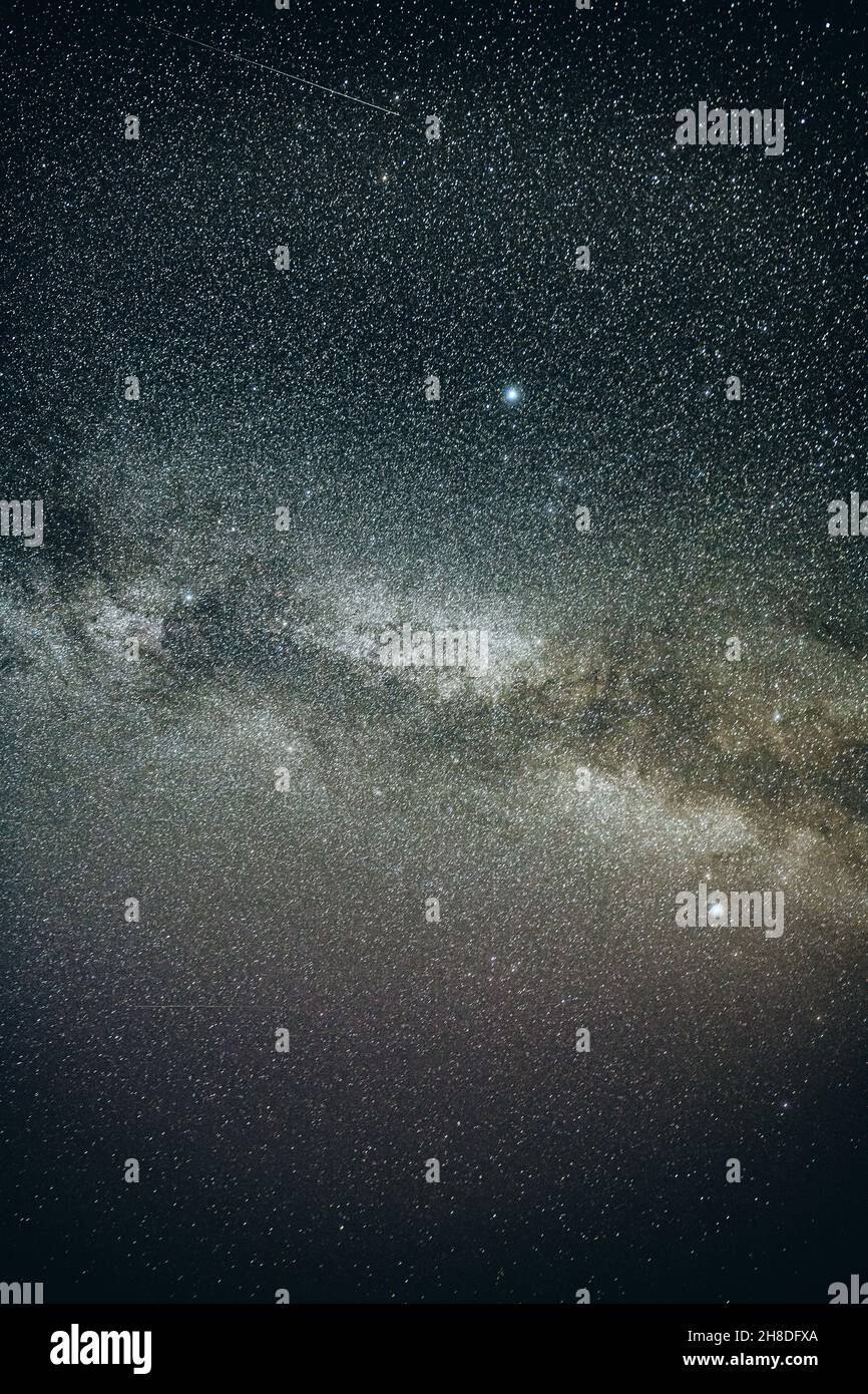 Real Night Sky Stars With Milky Way Galaxy. Natural Starry Sky Black ...