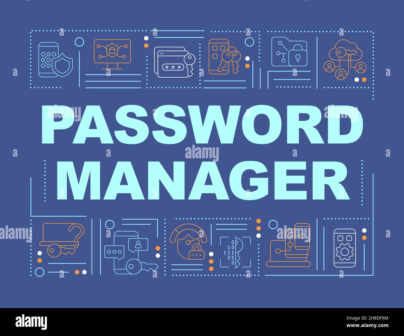 Password manager saving information tool word concepts banner Stock ...