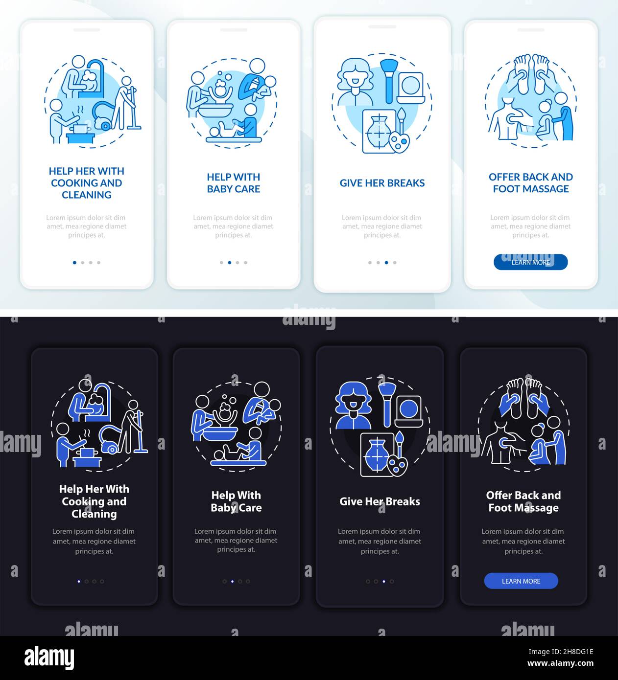 Family support onboarding mobile app page screen Stock Vector Image ...