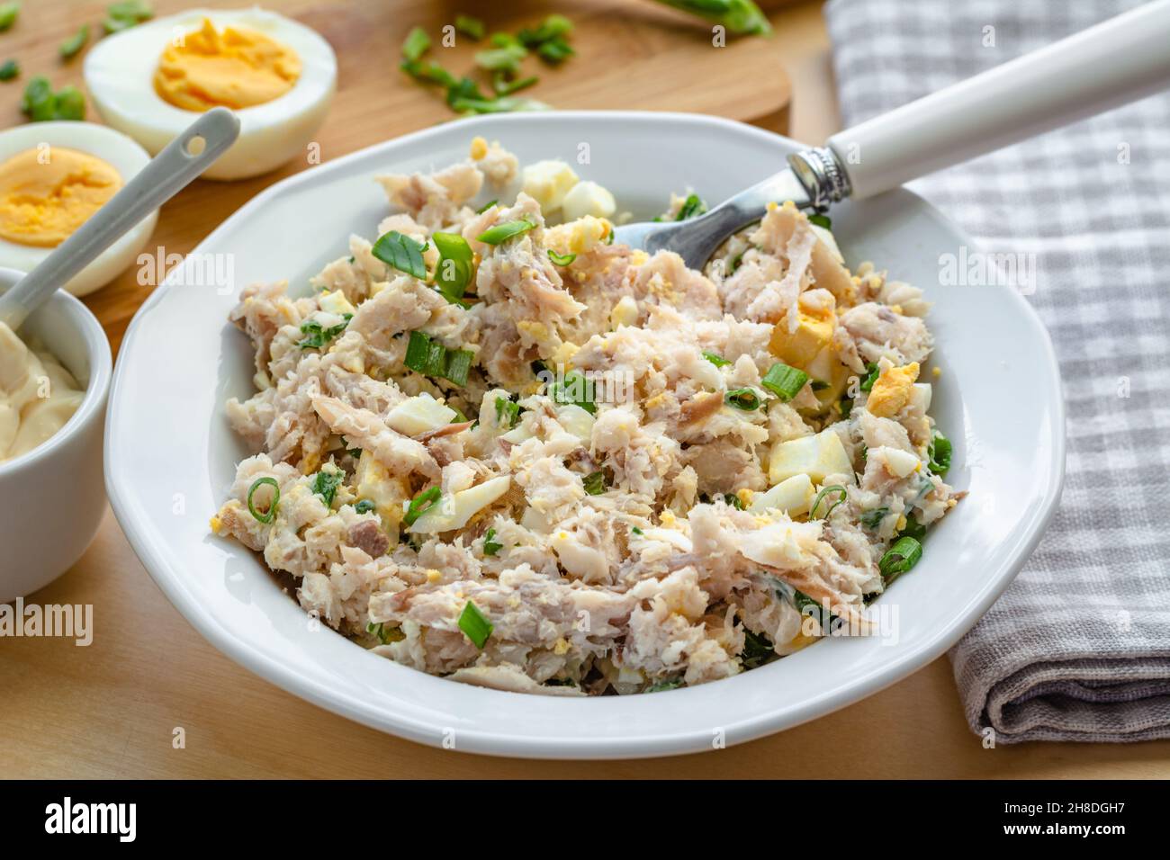 Smoked whitefish paste with mayonnaise, egg and chives Stock Photo - Alamy