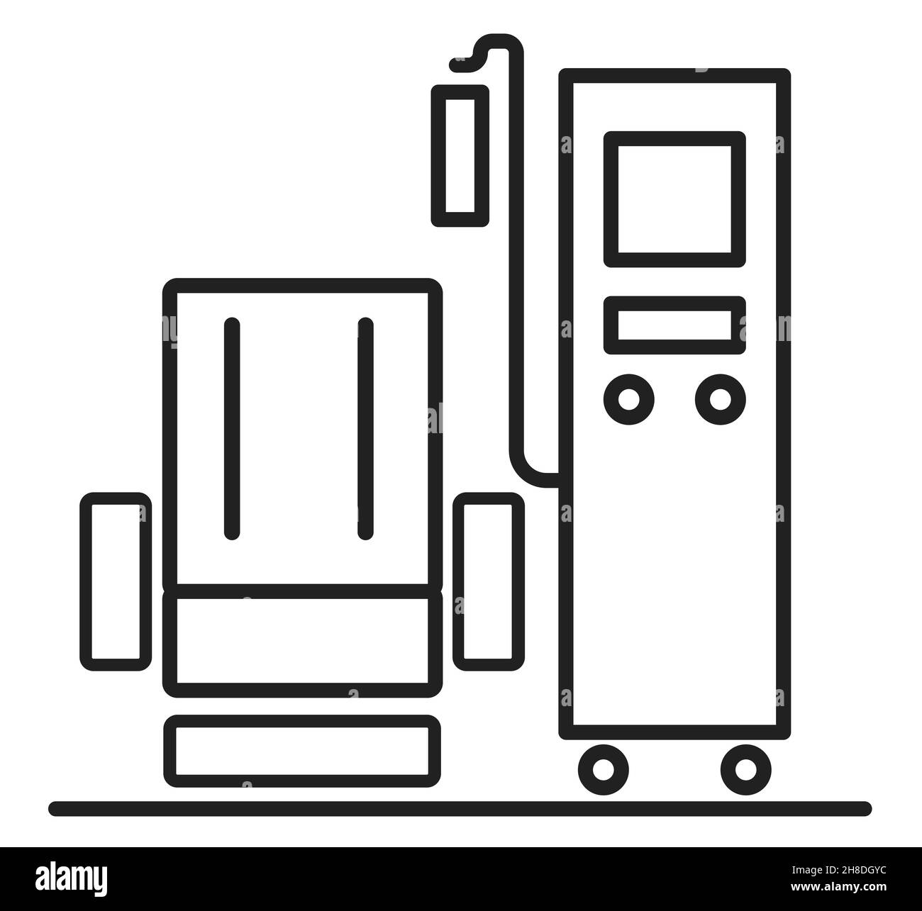 Dialysis machine and armchair line icon on white. Vector illustration ...