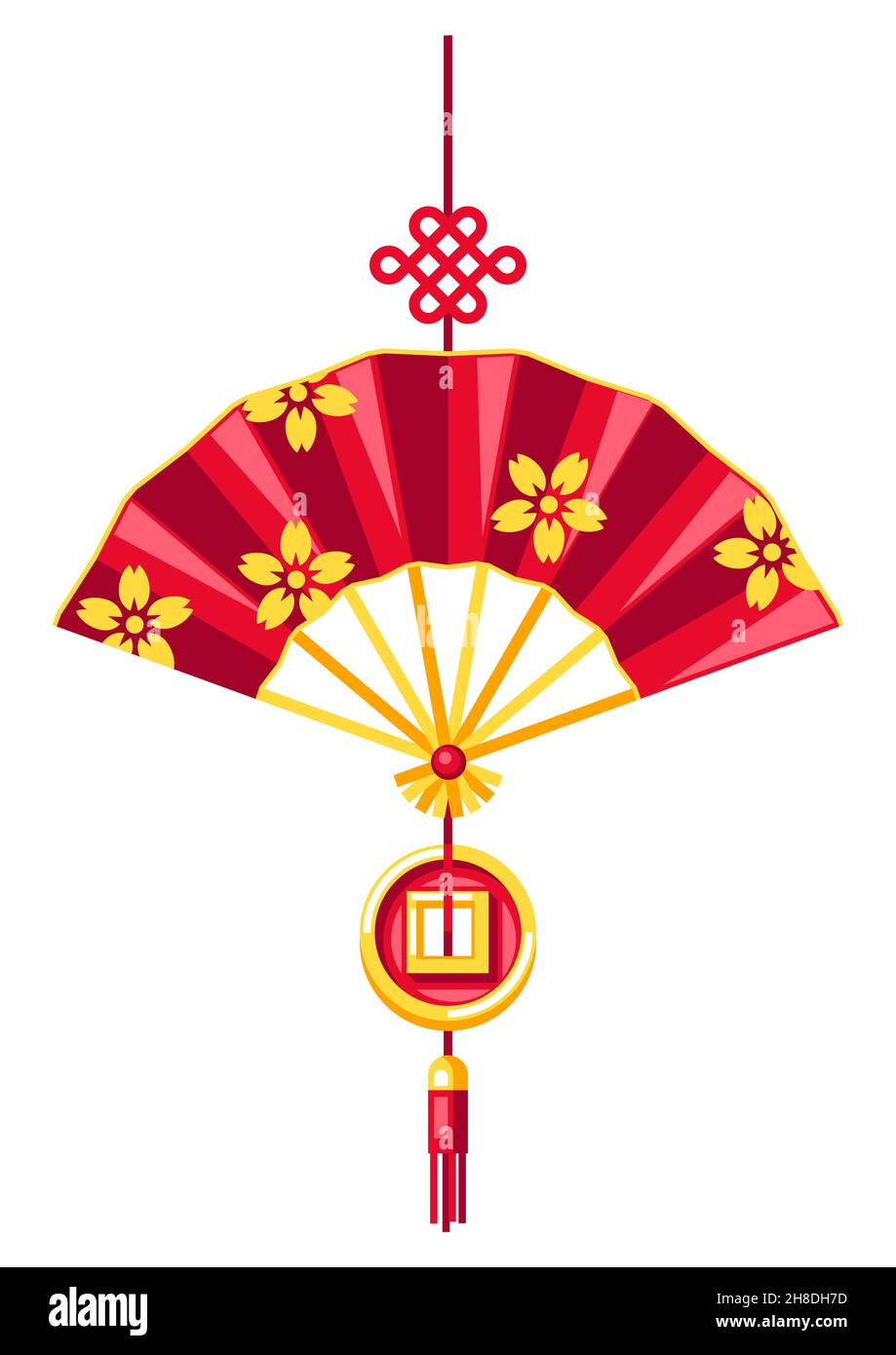 Illustration of Chinese hanging talisman with fish. Asian tradition New ...