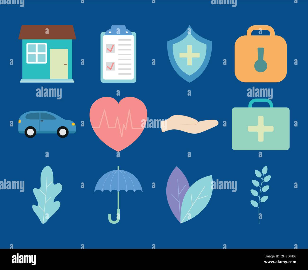 insurance and protection icon set Stock Vector Image & Art - Alamy
