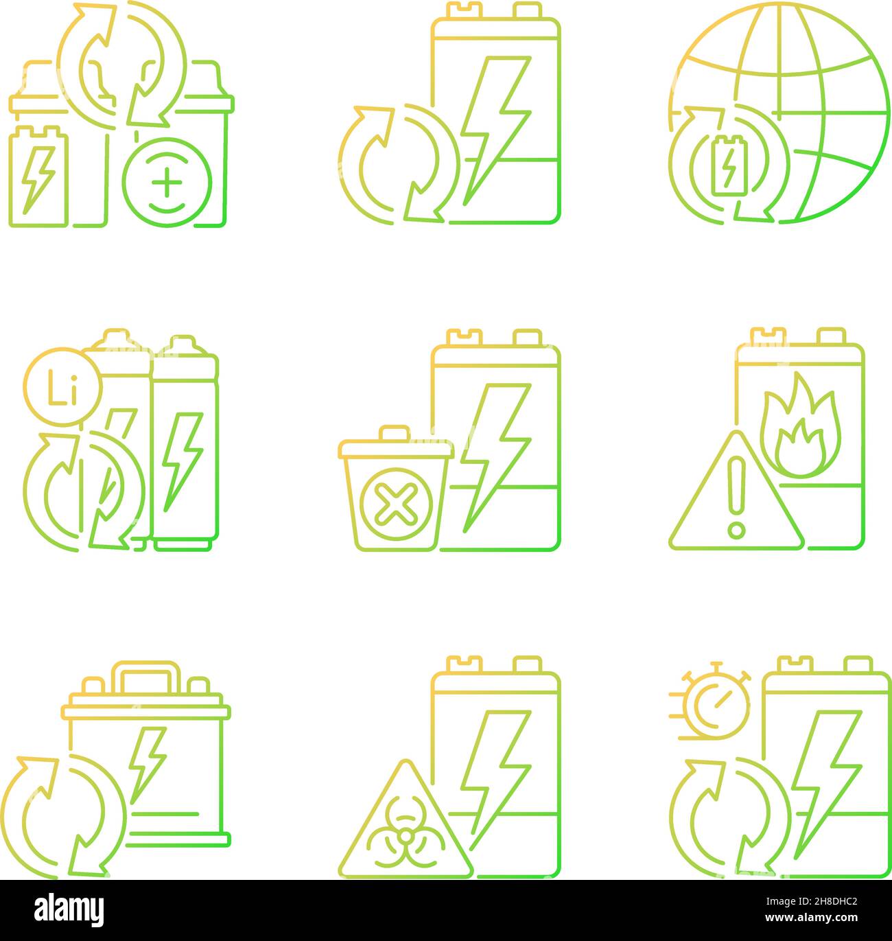 Battery reuse gradient linear vector icons set Stock Vector Image & Art ...