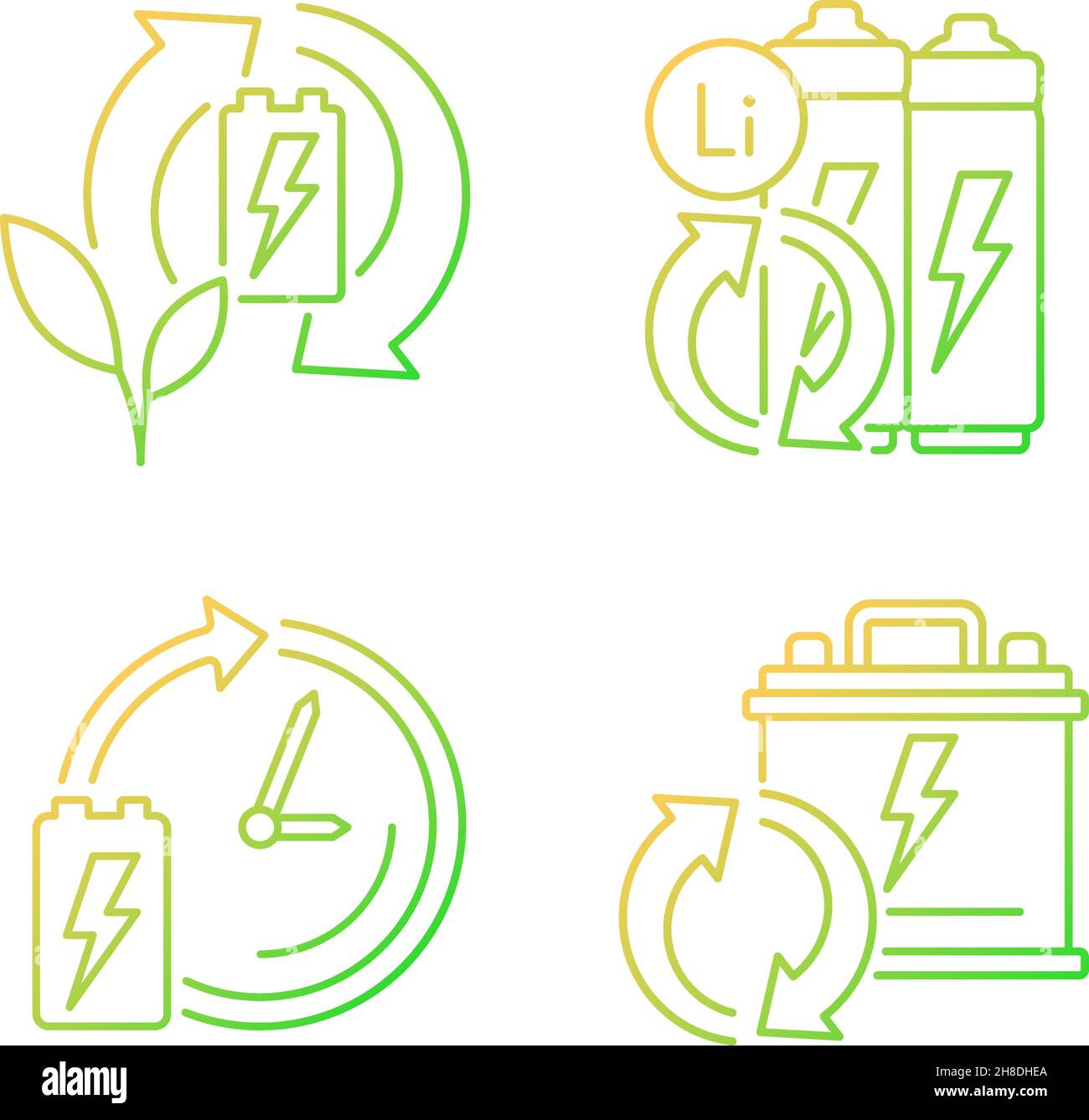 Eco battery disposal gradient linear vector icons set Stock Vector ...