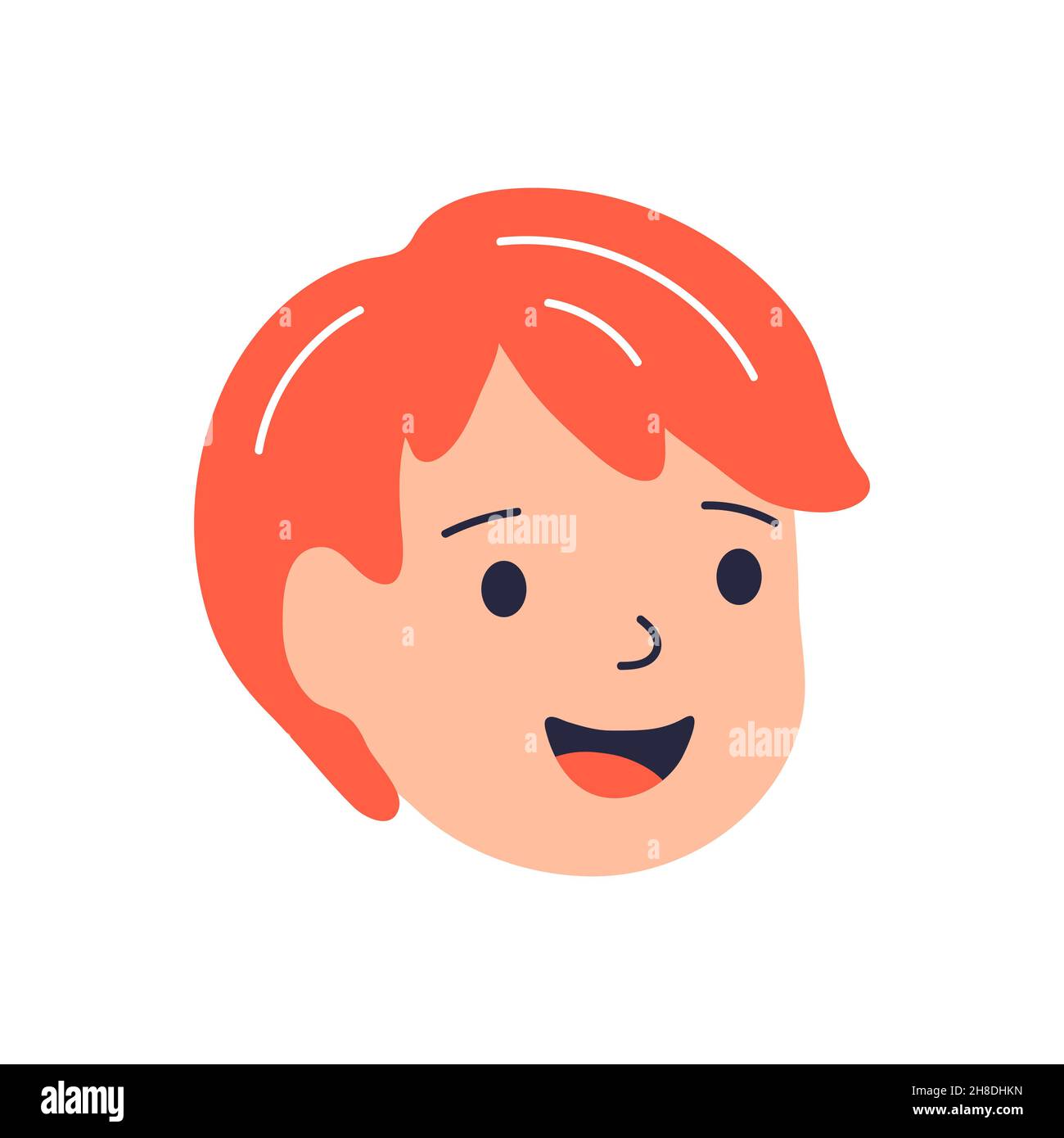 Illustration of smiling boy face. Child in cartoon style. Image for ...