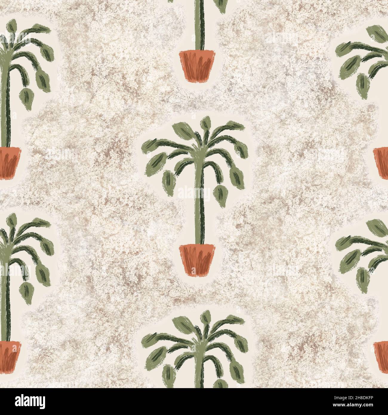 Western cactus on sand texture seamless raster pattern. Organic desert ...