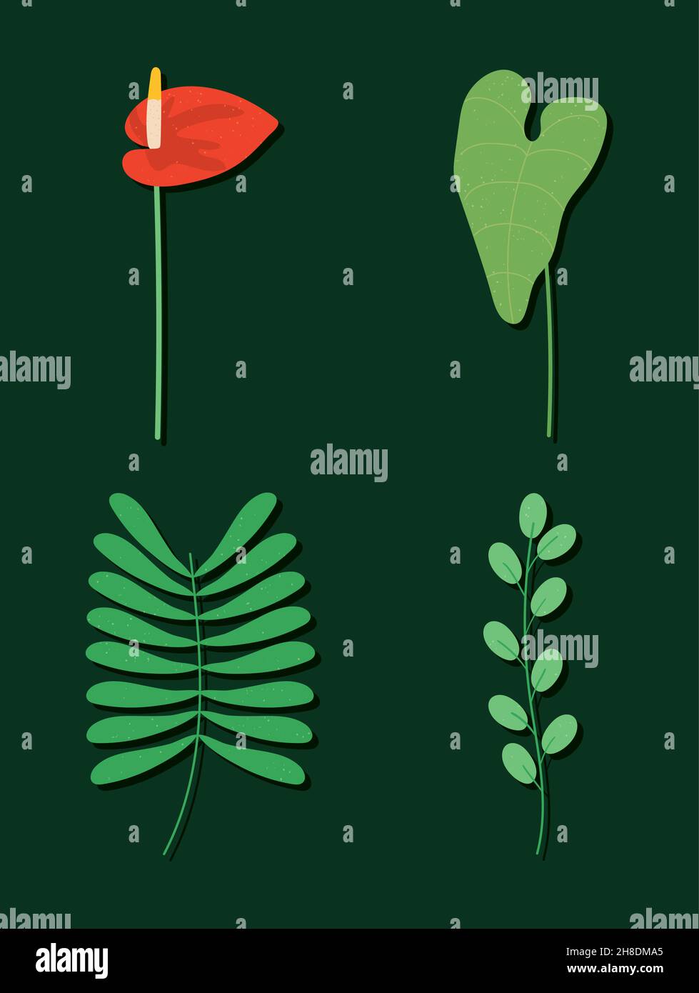 leaves and flower icon set Stock Vector Image & Art - Alamy