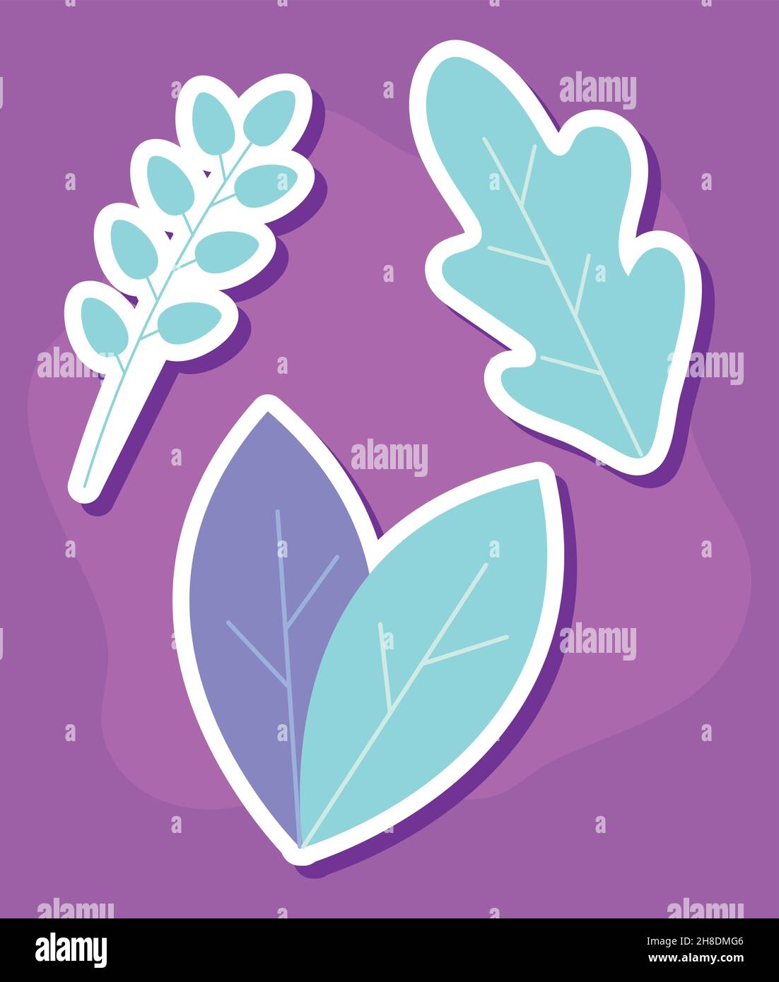 leaves icon set on purple background Stock Vector Image & Art - Alamy