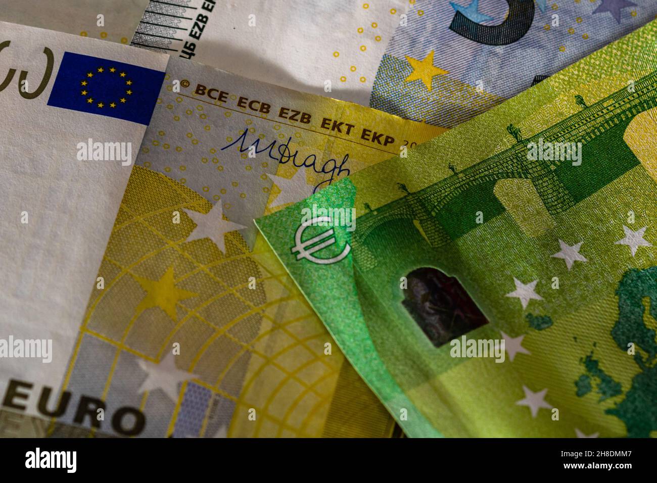 Close up of money euro banknotes, background of money euro isolated ...