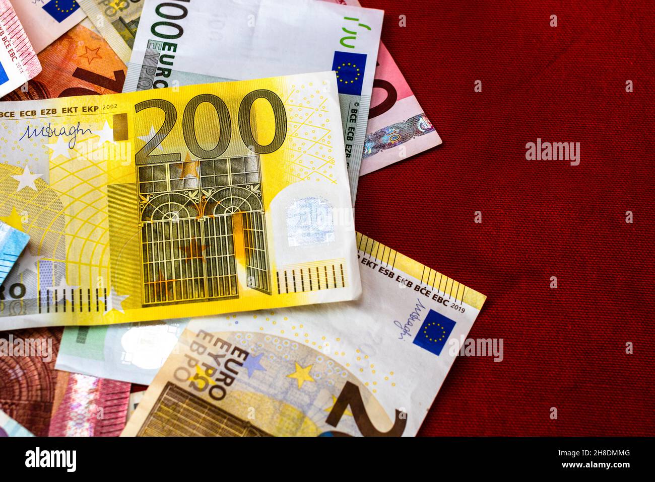 Close up of money euro banknotes, background of money euro isolated ...
