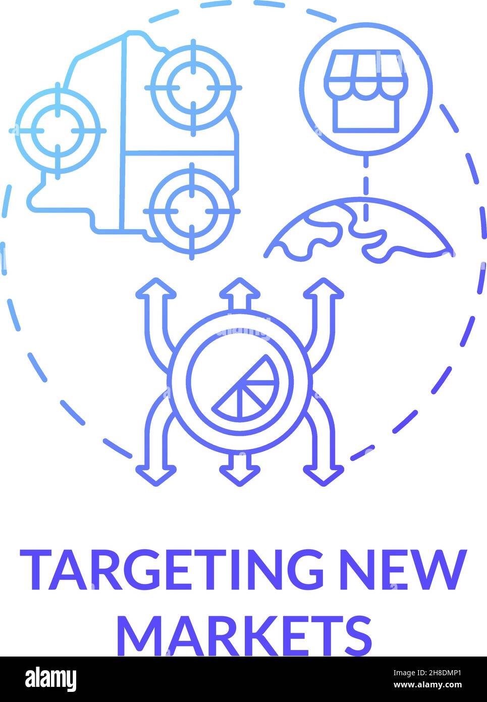 Targeting new markets blue gradient concept icon Stock Vector Image ...