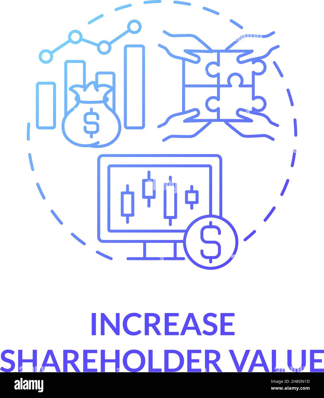 Increase shareholder value blue gradient concept icon Stock Vector ...