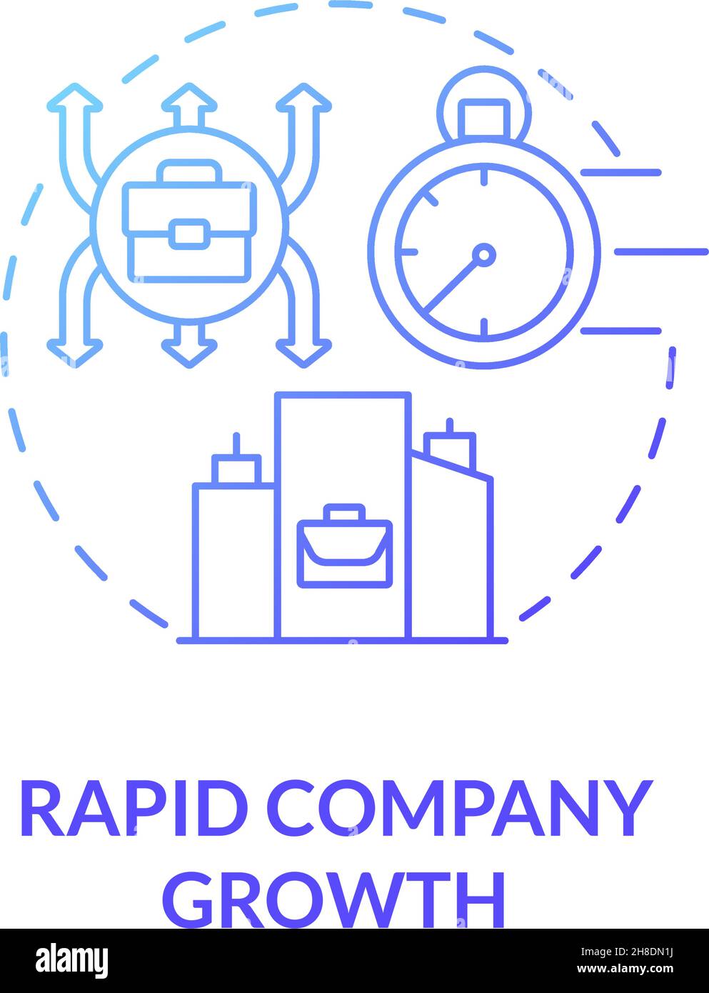 Rapid company growth blue gradient concept icon Stock Vector Image ...