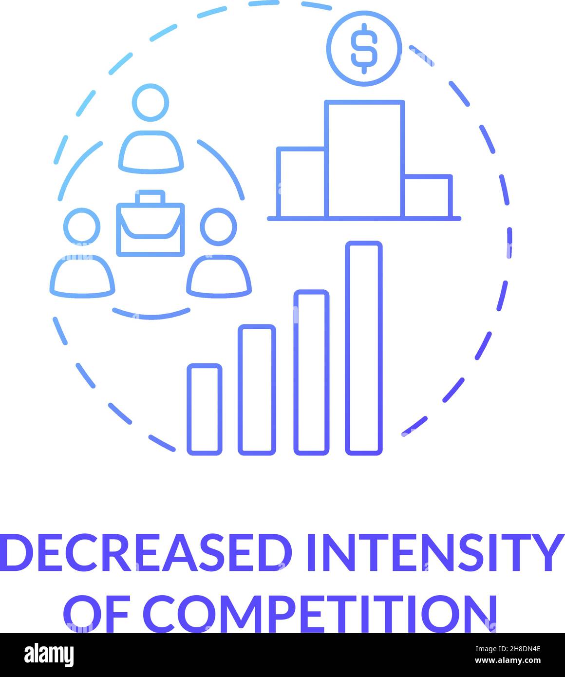 Decreased intensity of competition blue gradient concept icon Stock ...