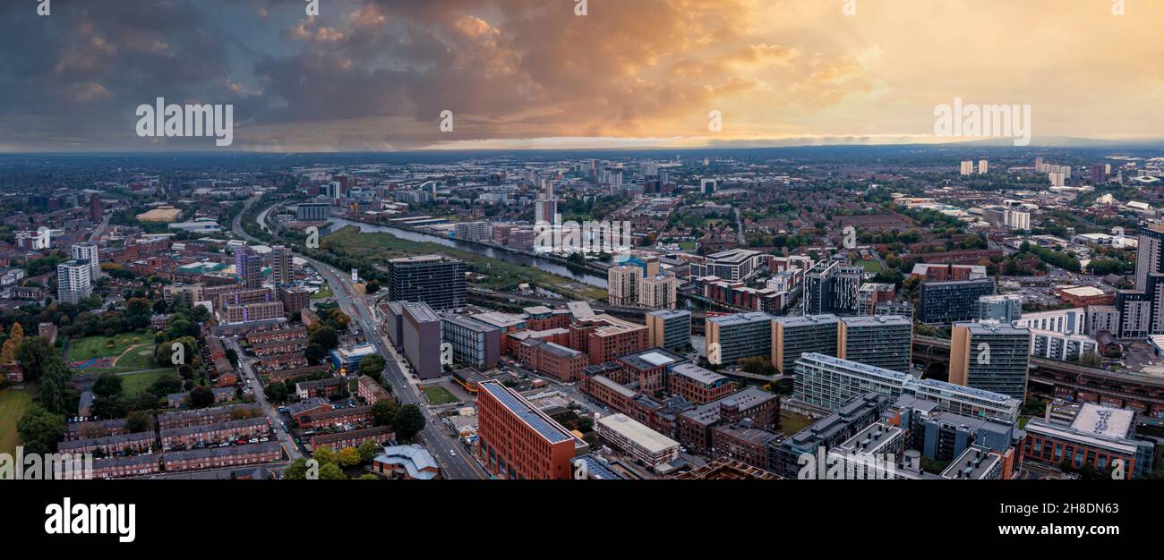 Aerial view of Manchester city in UK Stock Photo - Alamy