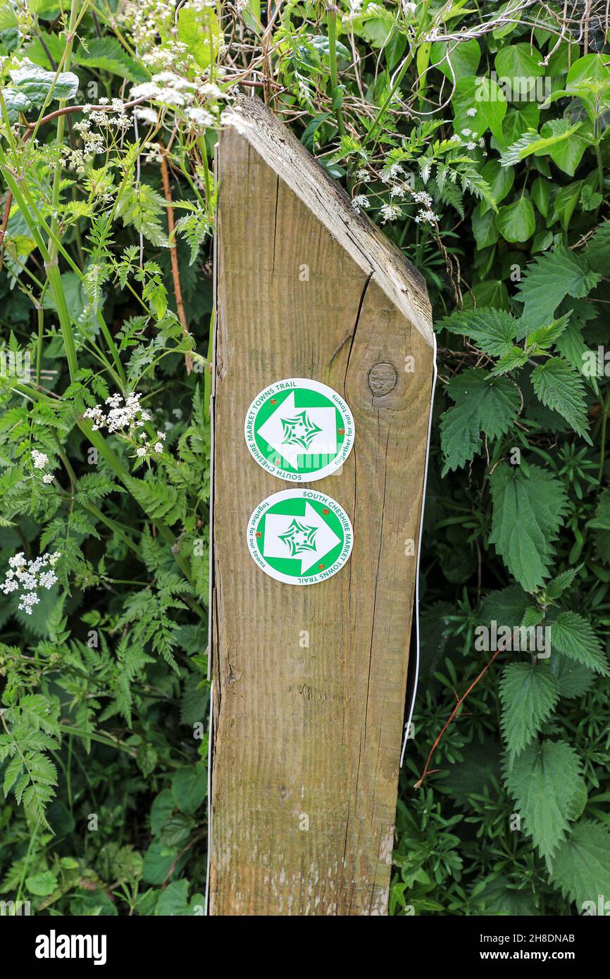 Footpath way marker signs for the South Cheshire Market Towns Trail ...